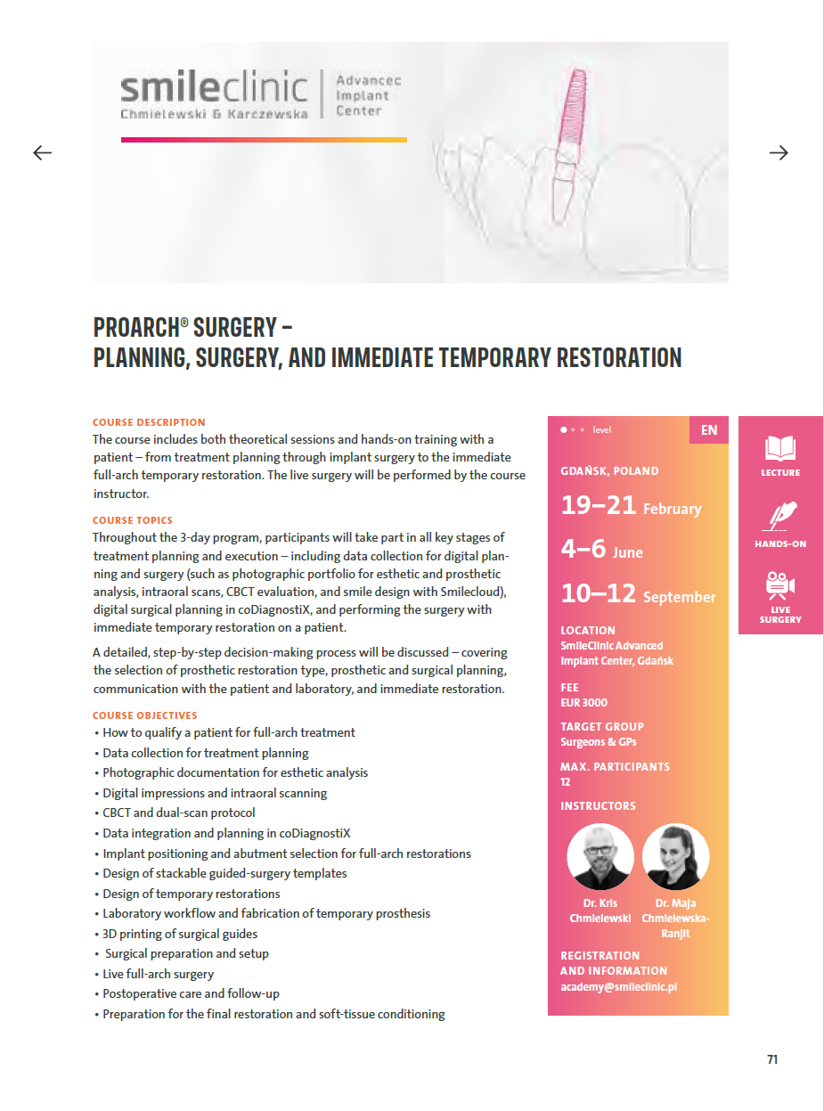ProArch® SURGERY – Planning, Surgery, and Immediate Temporary Restoration